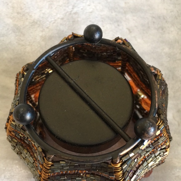 handcrafted | Accents | Harvest Beaded Metal Candle Holder With Two ...